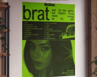 Brat Charli Xcx Cover Print, Brat Poster, Charli Xcx Wall Art, Y2k Wall ...