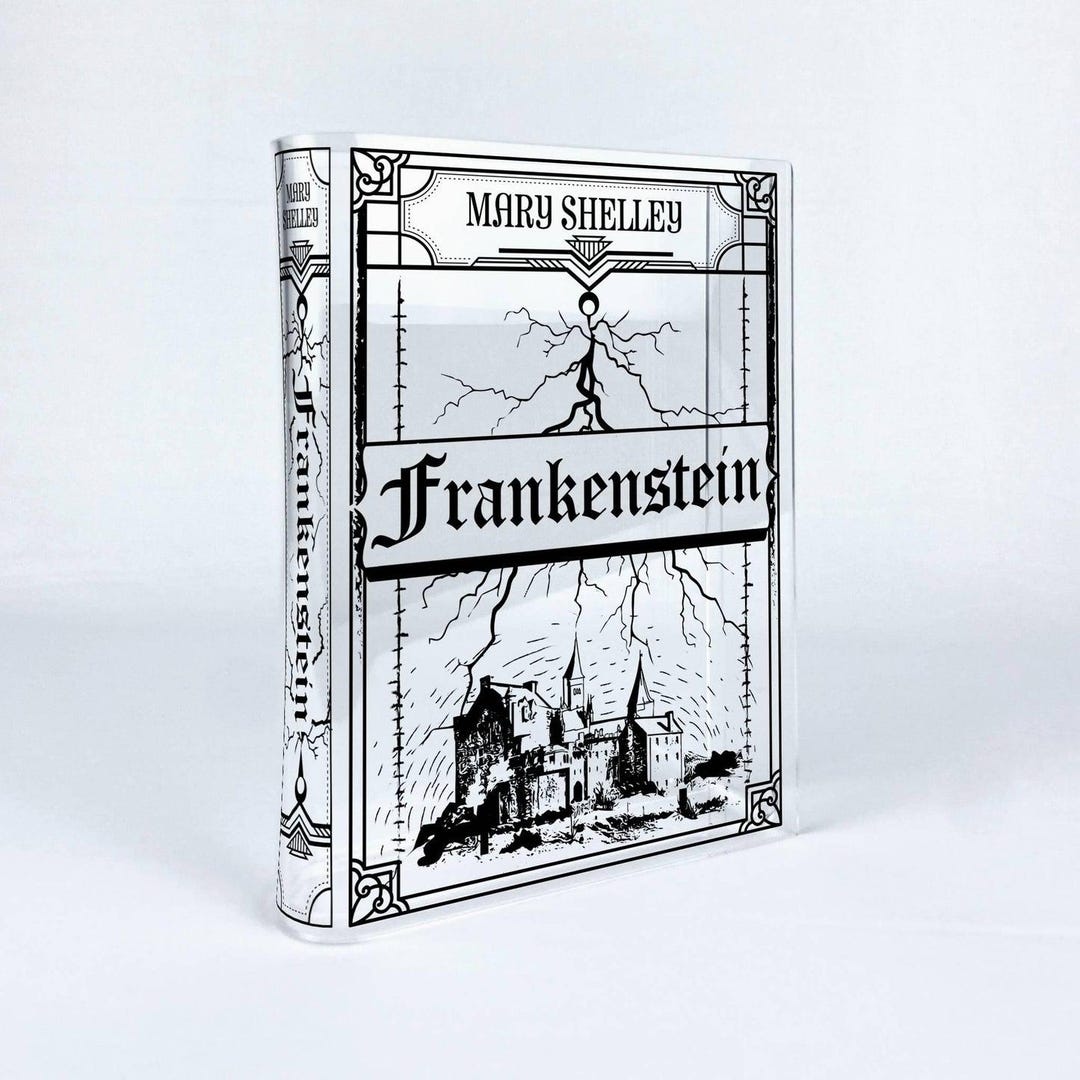 Frankenstein Acrylic Book Vase, Gothic Literary Decor, Classic Book ...