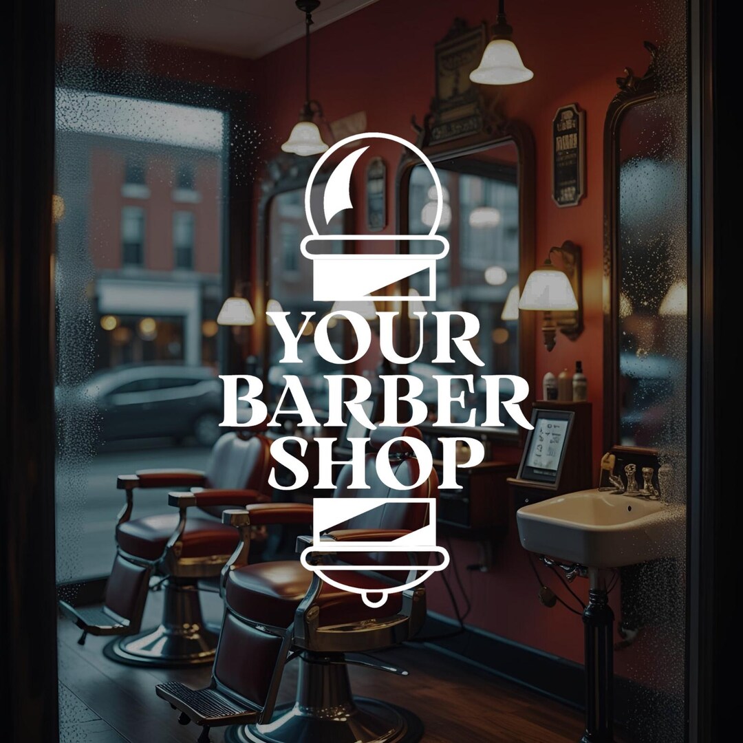 DIY Barber Shop Window Decal - Your Company Name or Logo - Custom ...