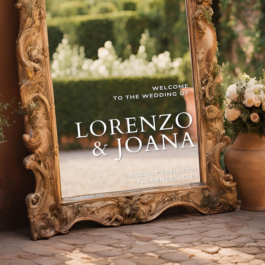 Custom Wedding Sign Vinyl Decal, Mirror Sticker With Names and Date ...