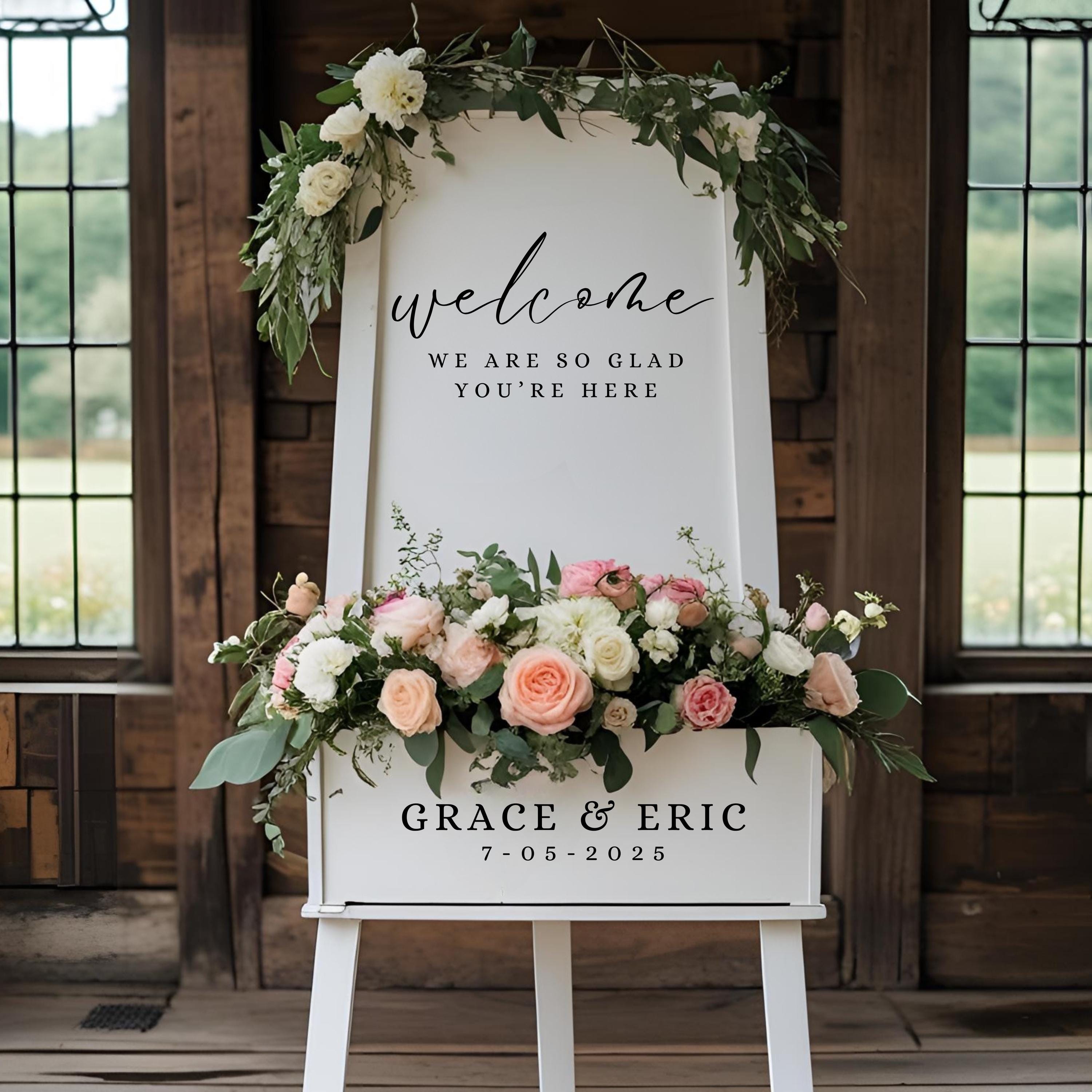 Flower Box Welcome Sign Vinyl Decal, Customizable Names and Date ...