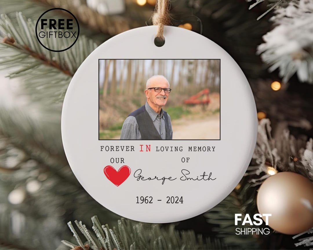 In Loving Memory Ornament, Custom Photo Memorial Ornament, Dad Loss ...