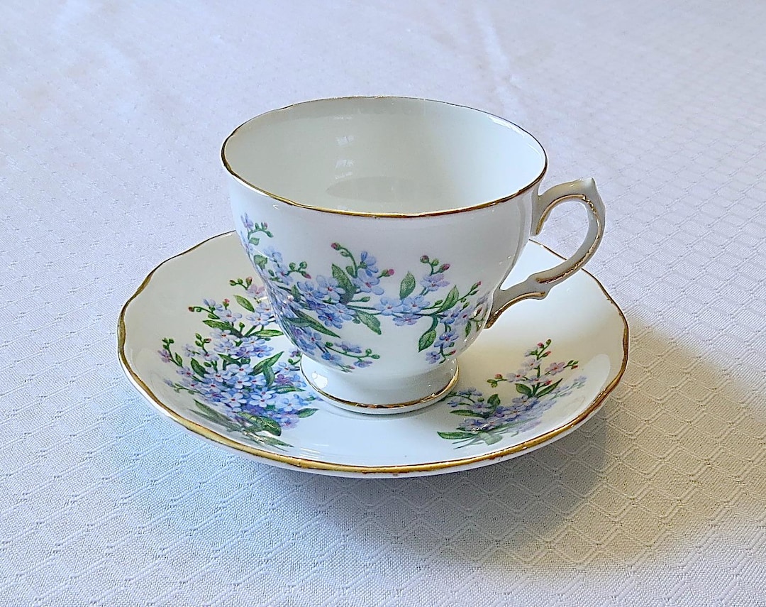 Vintage, Rare, Beautiful 'forget-me-nots' Royal Vale Tea Cup and Saucer ...