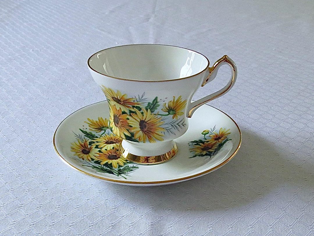 Vintage, Rare Zeller Crest Sunflower Tea Cup and Saucer, Made in ...