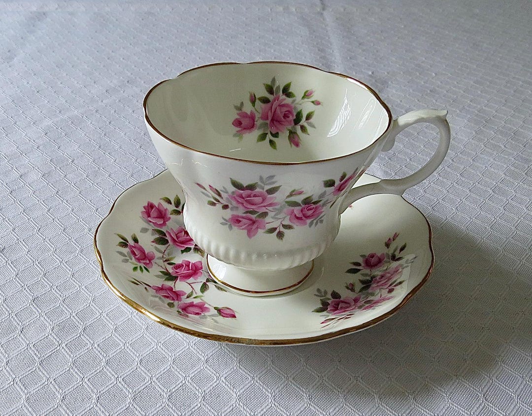 Rare Royal Albert Pink Roses Tea Cup and Saucer, Vintage, Fine Bone ...