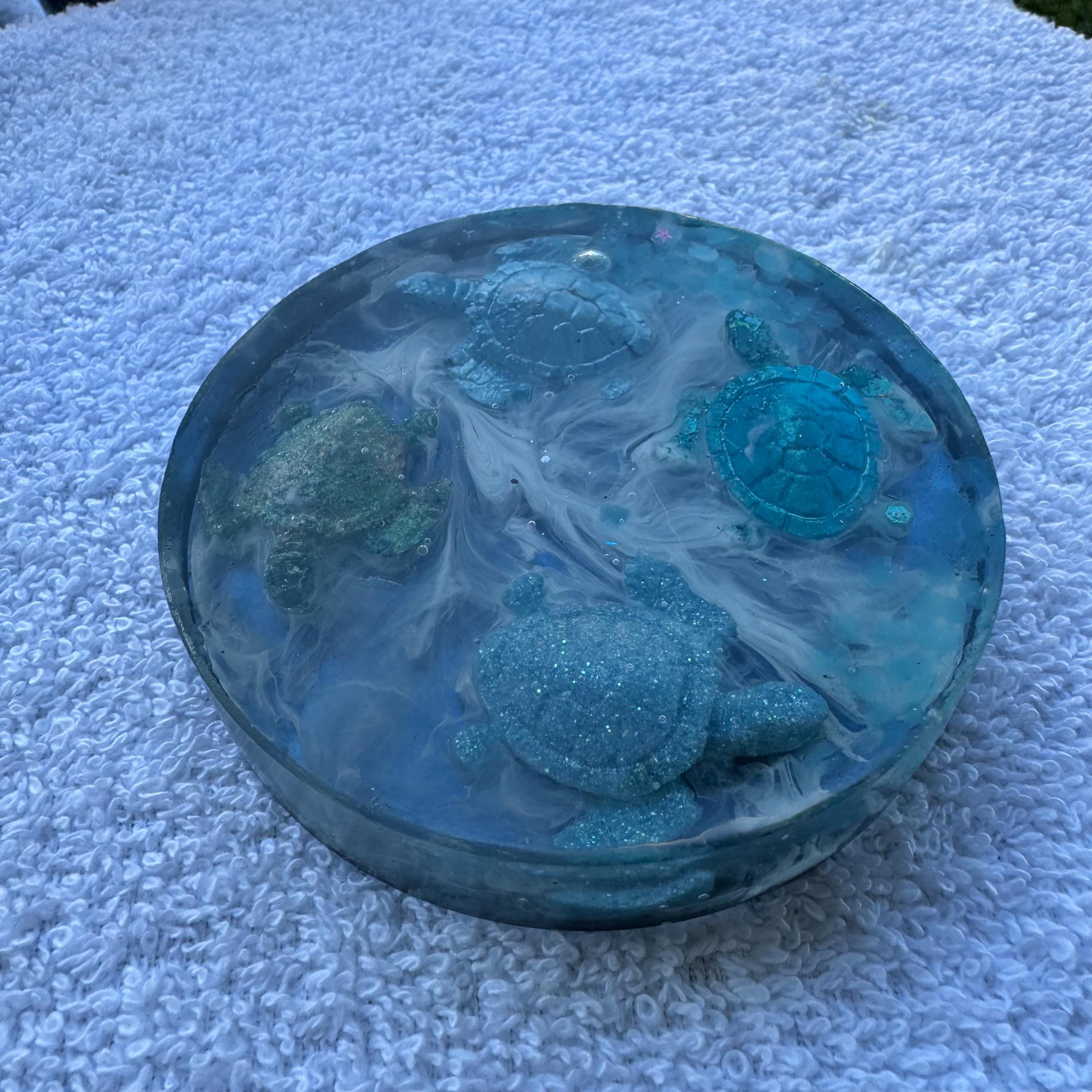 Resin Epoxy Sea Turtles Table Desk Top Coaster - Etsy