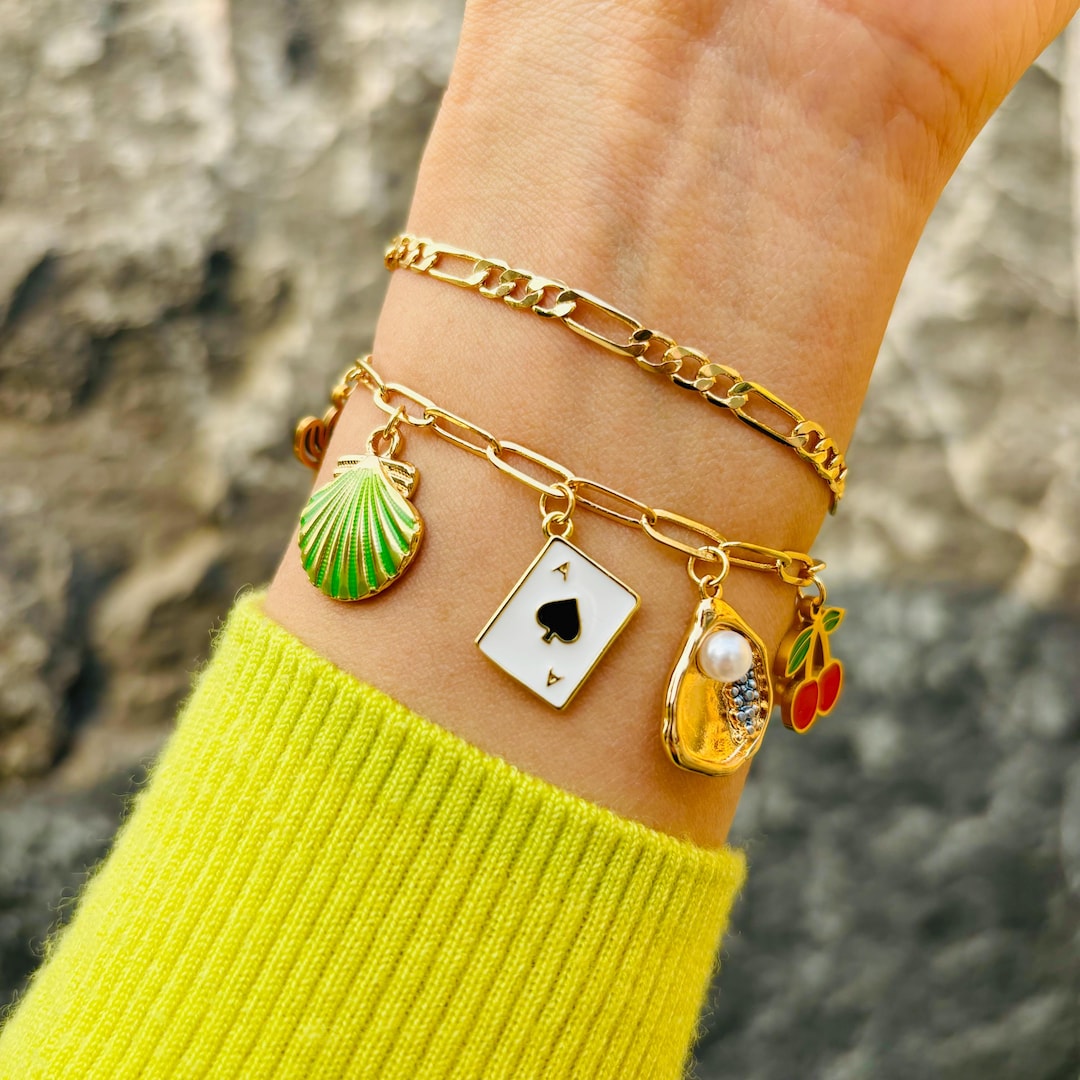 Custom Charm Bracelet, Build Your Own Gold Vintage Chunky Charm ...