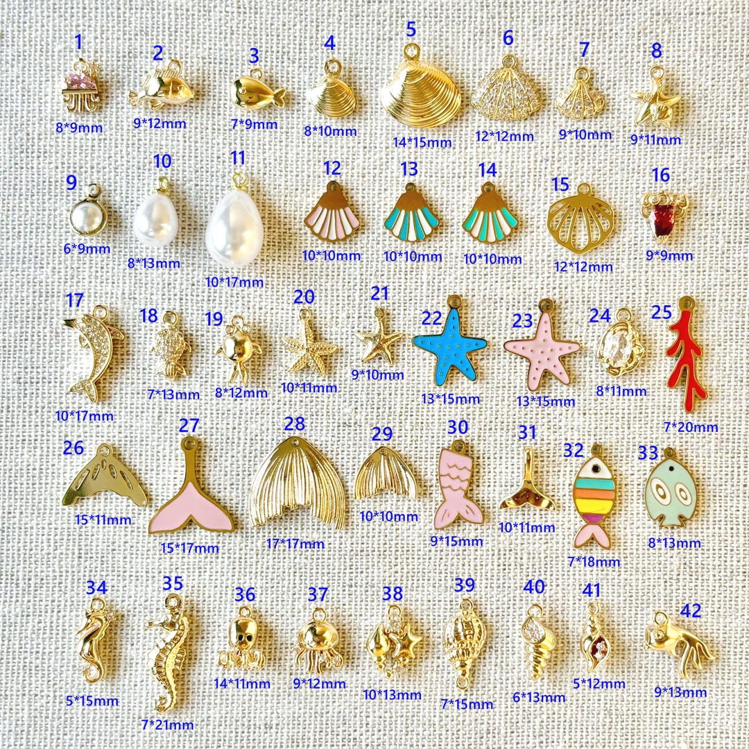 Gold Add on Charm, Marine Life Gold Charms for Necklace, DIY Jewelry ...