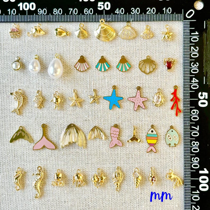 Gold Add on Charm, Marine Life Gold Charms for Necklace, DIY Jewelry ...