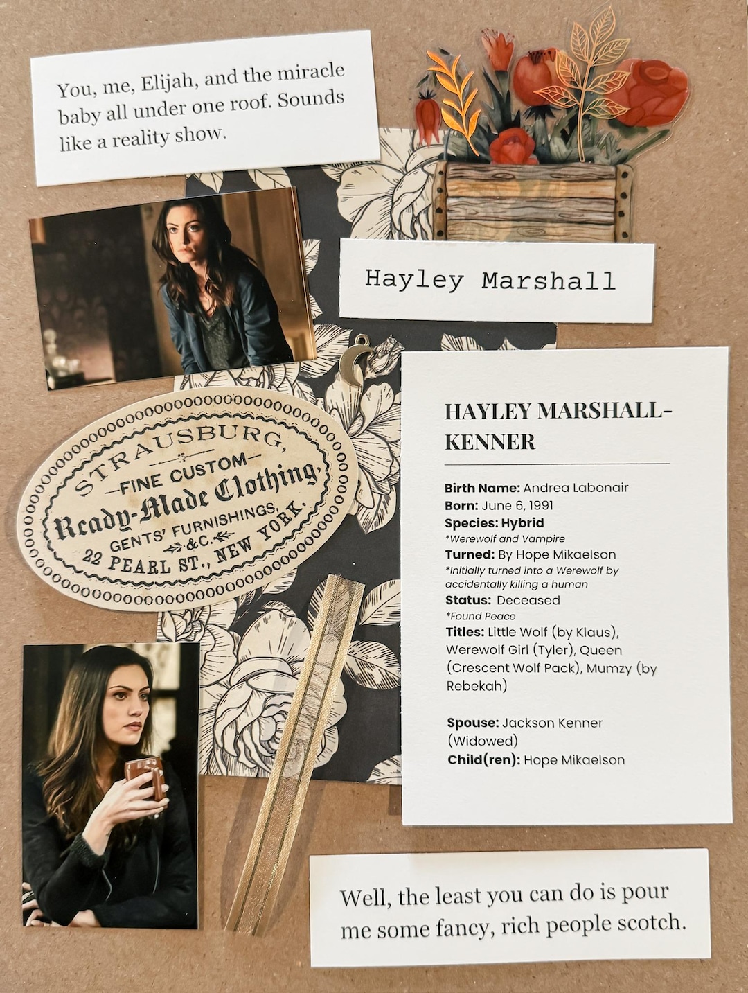 Hayley Marshall Scrapbook Page Starter Kit | the Vampire Diaries | the ...