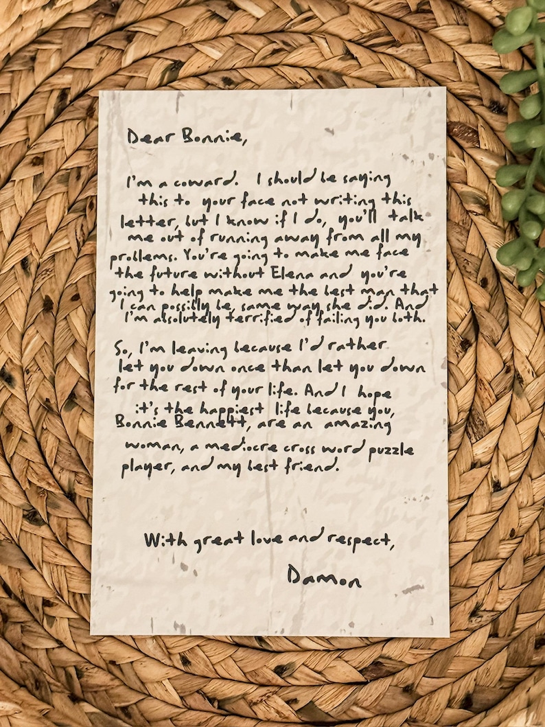 Damon Salvatore's Letter to Bonnie Bennett | the Vampire Diaries - Etsy