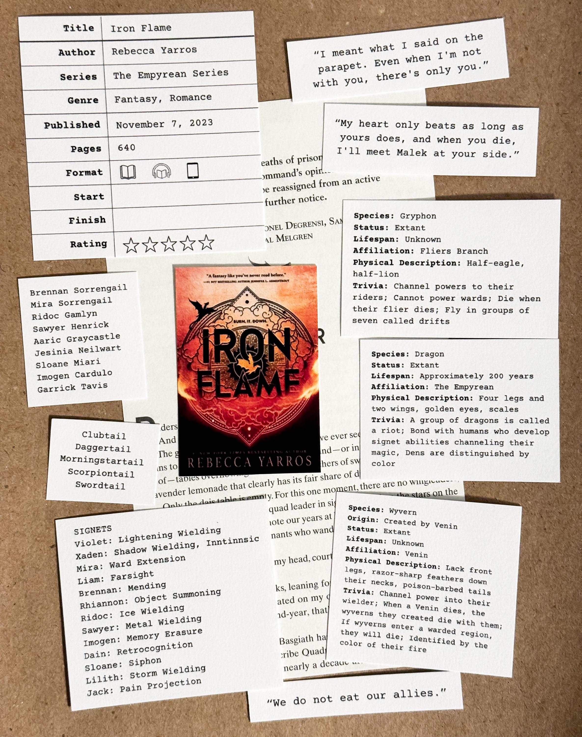 Iron Flame Book Review Kit - Etsy