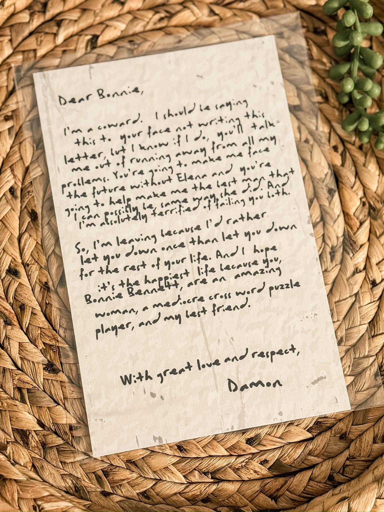 Damon Salvatore's Letter to Bonnie Bennett | the Vampire Diaries - Etsy
