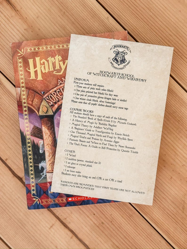 Hogwarts School Checklist | Harry Potter Series - Etsy