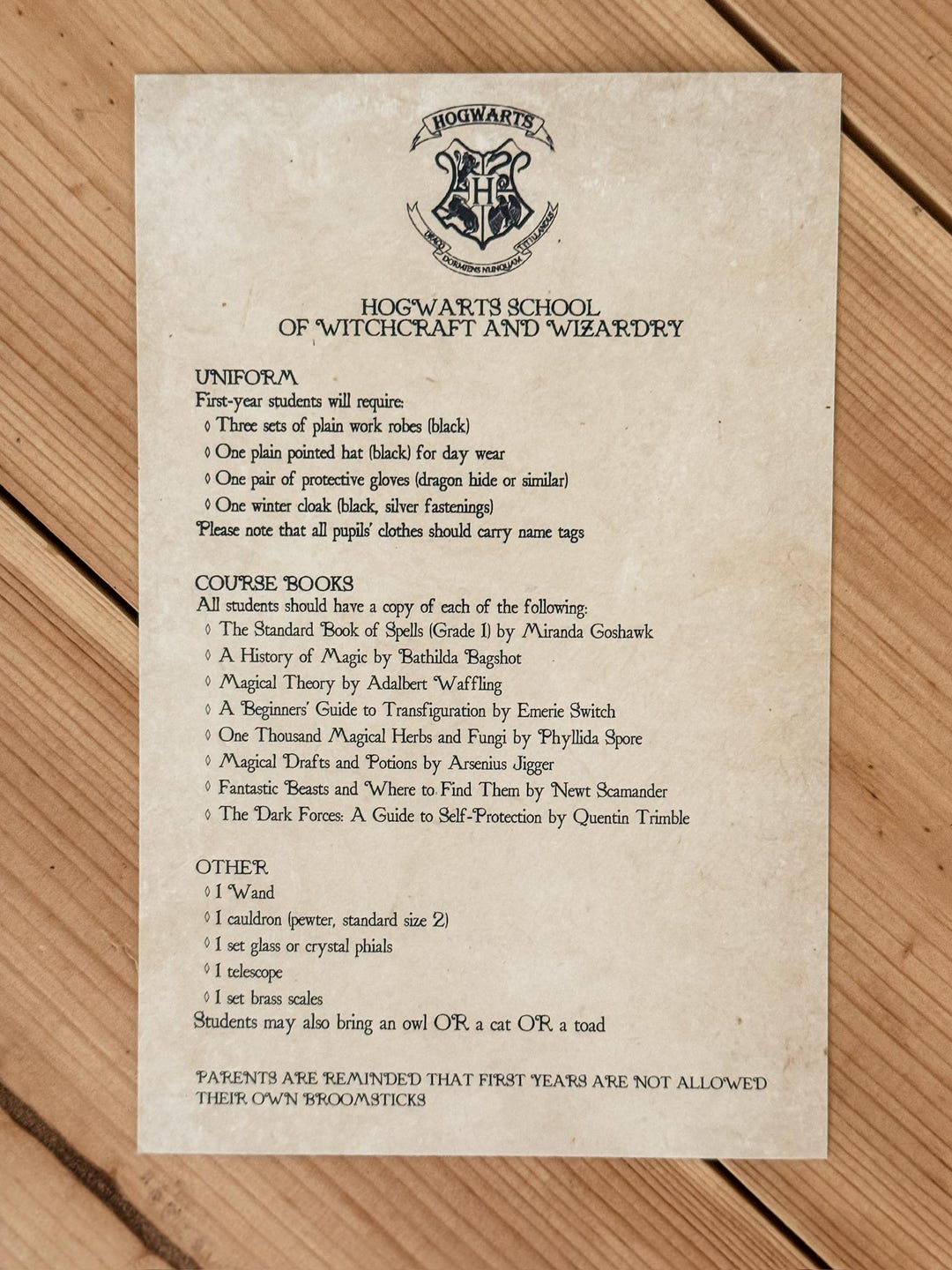 Hogwarts School Checklist | Harry Potter Series - Etsy