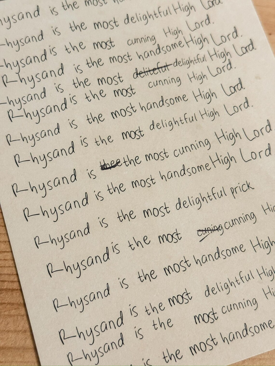 Feyre’s Handwriting “rhysand is the Most Handsome, Delightful, and ...