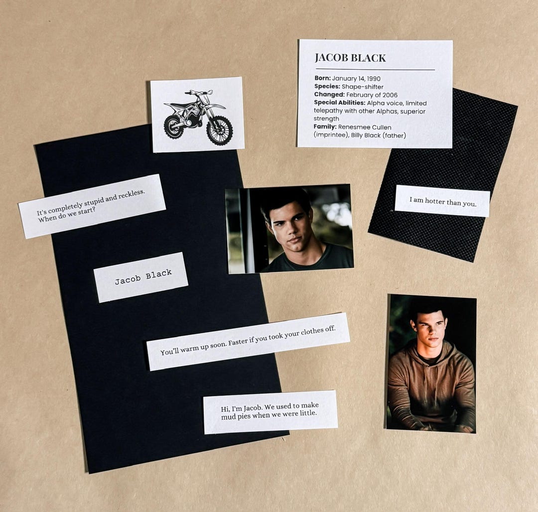 Jacob Black Scrapbook Page Starter Kit | the Twilight Saga - Etsy