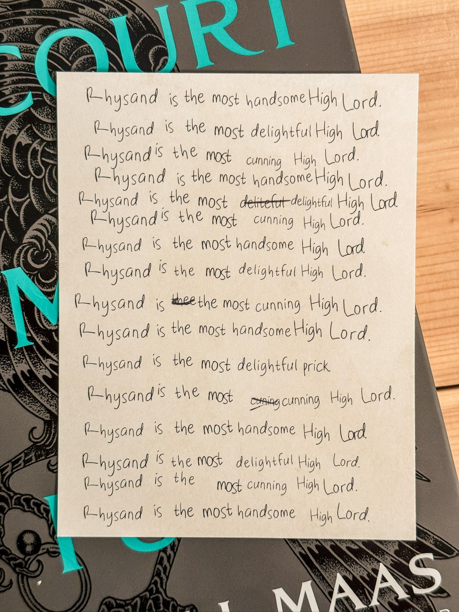 Feyre’s Handwriting “rhysand is the Most Handsome, Delightful, and ...