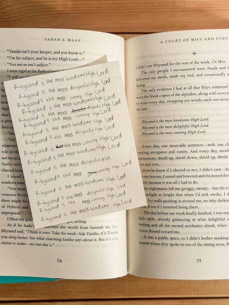 Feyre’s Handwriting “rhysand is the Most Handsome, Delightful, and ...