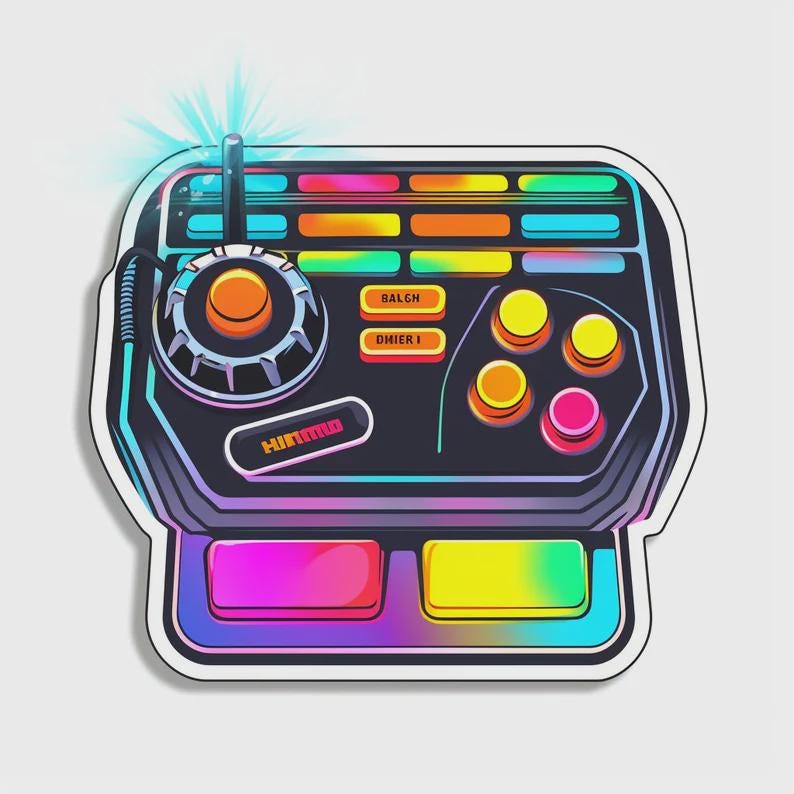 Arcade Stickers PNG Bundle | Neon Gaming Stickers | Gamer Clipart ...