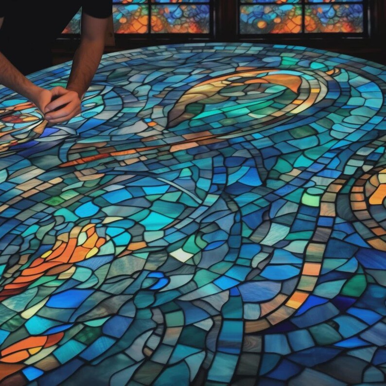 Ocean Stained Glass Patterns | 20 Ocean-themed Seamless Tiles ...