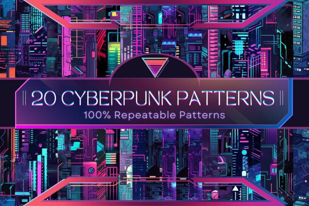 Cyberpunk City Digital Paper | 20 Seamless Futuristic Patterns | 13"x13 ...