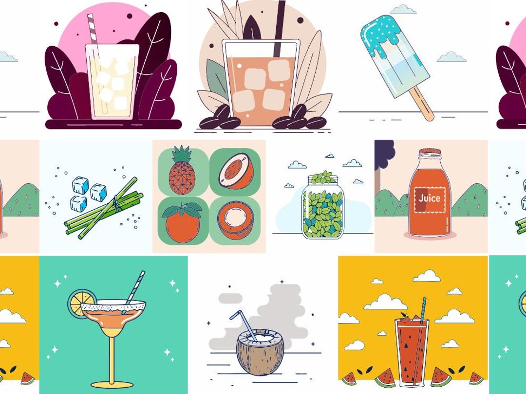 Summer Drinks Clipart Bundle – 12 Refreshing Beverage Vectors, Tropical ...