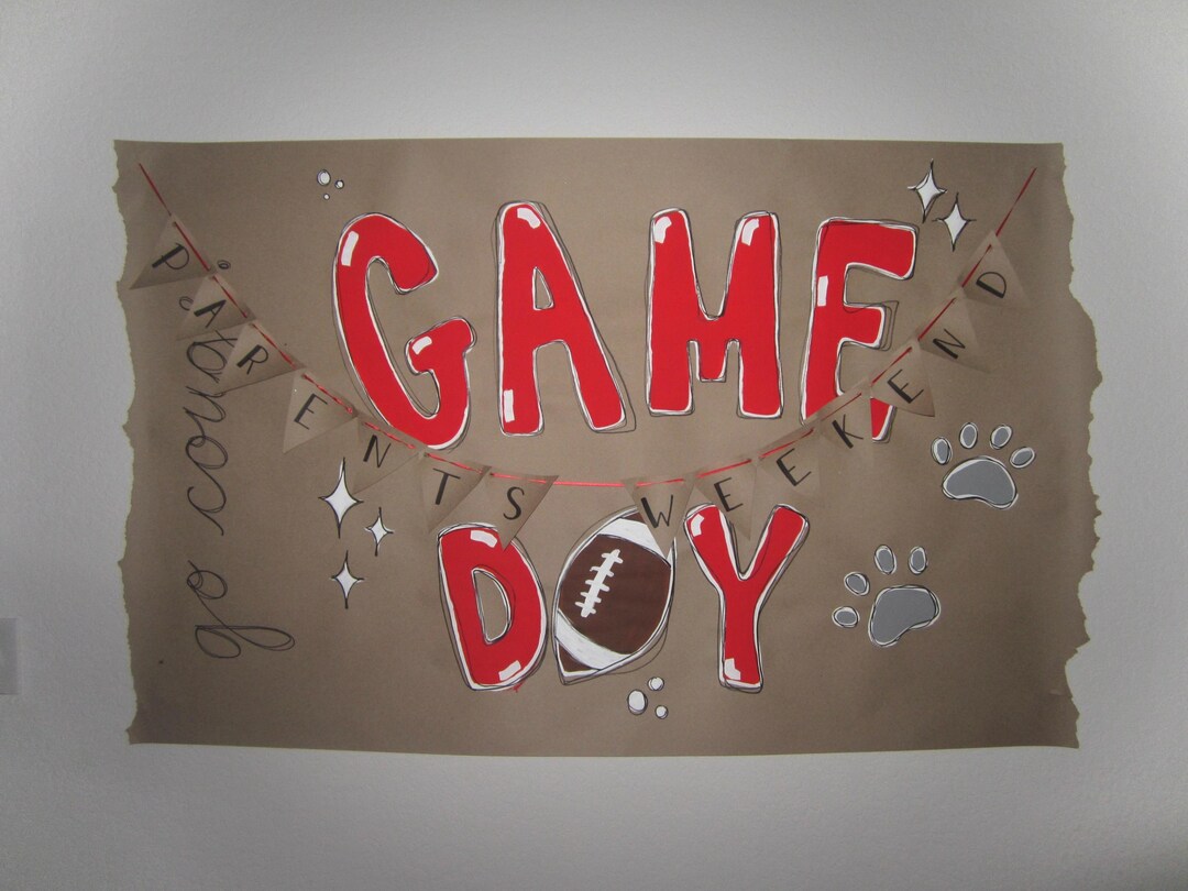 CUSTOM Game Day Sign W/ Pennant Banner - Etsy