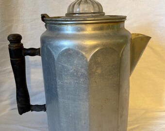 Vintage Coffee Pot Percolator Aluminum Stovetop Camp Fire Percolator S ...