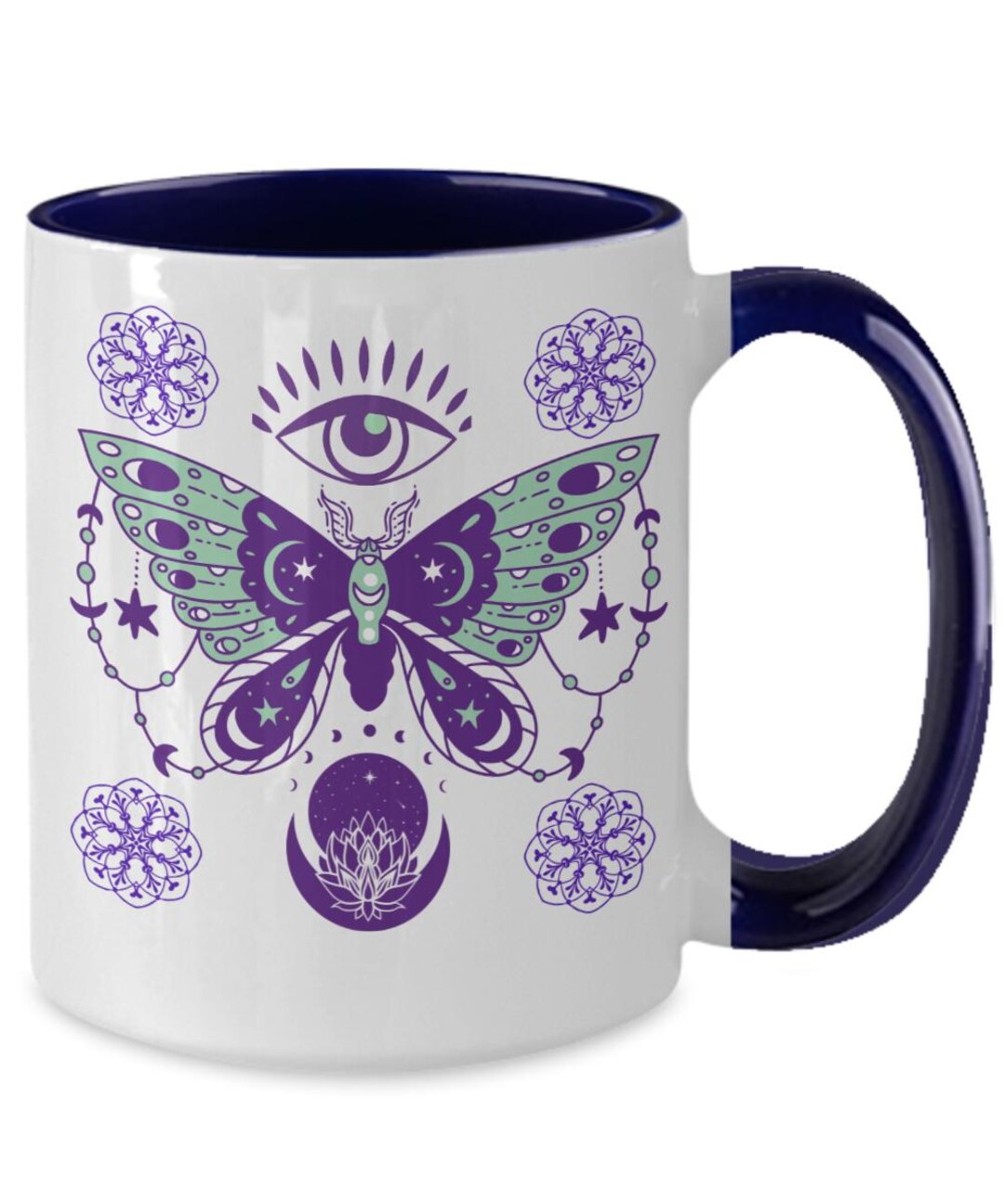 All Seeing Eye Moon Moth Mandala Coffee Mug, Purple Moth Mug, New Age ...