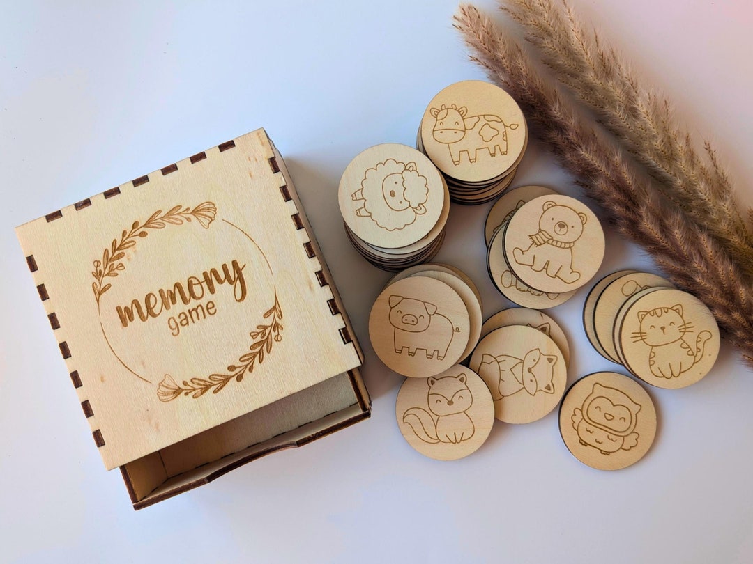 Wooden Memory Game for Kids | Animal-themed Educational Toy With Box ...