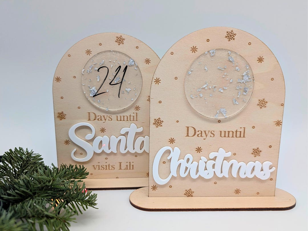 Christmas Countdown Sign With Stand | Personalized Santa Visit ...
