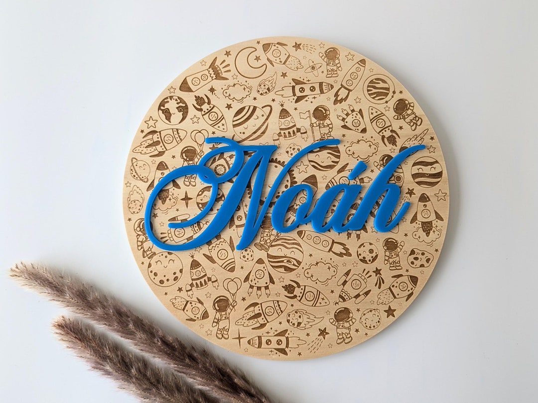 Space Themed Name Sign for Kids | Astronaut Room Decor | Rocket Wall ...