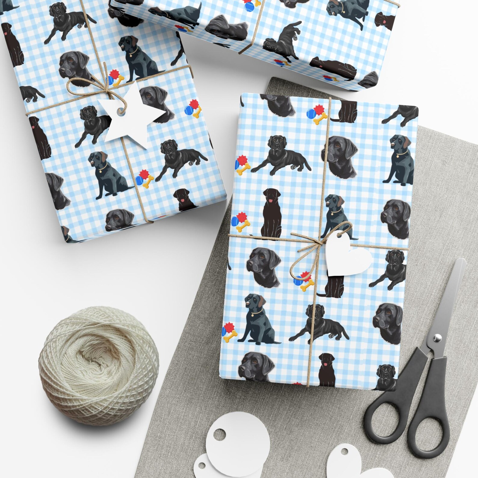 Black Labrador Retriever Gingham Wrapping Paper | Cute Black Lab ...