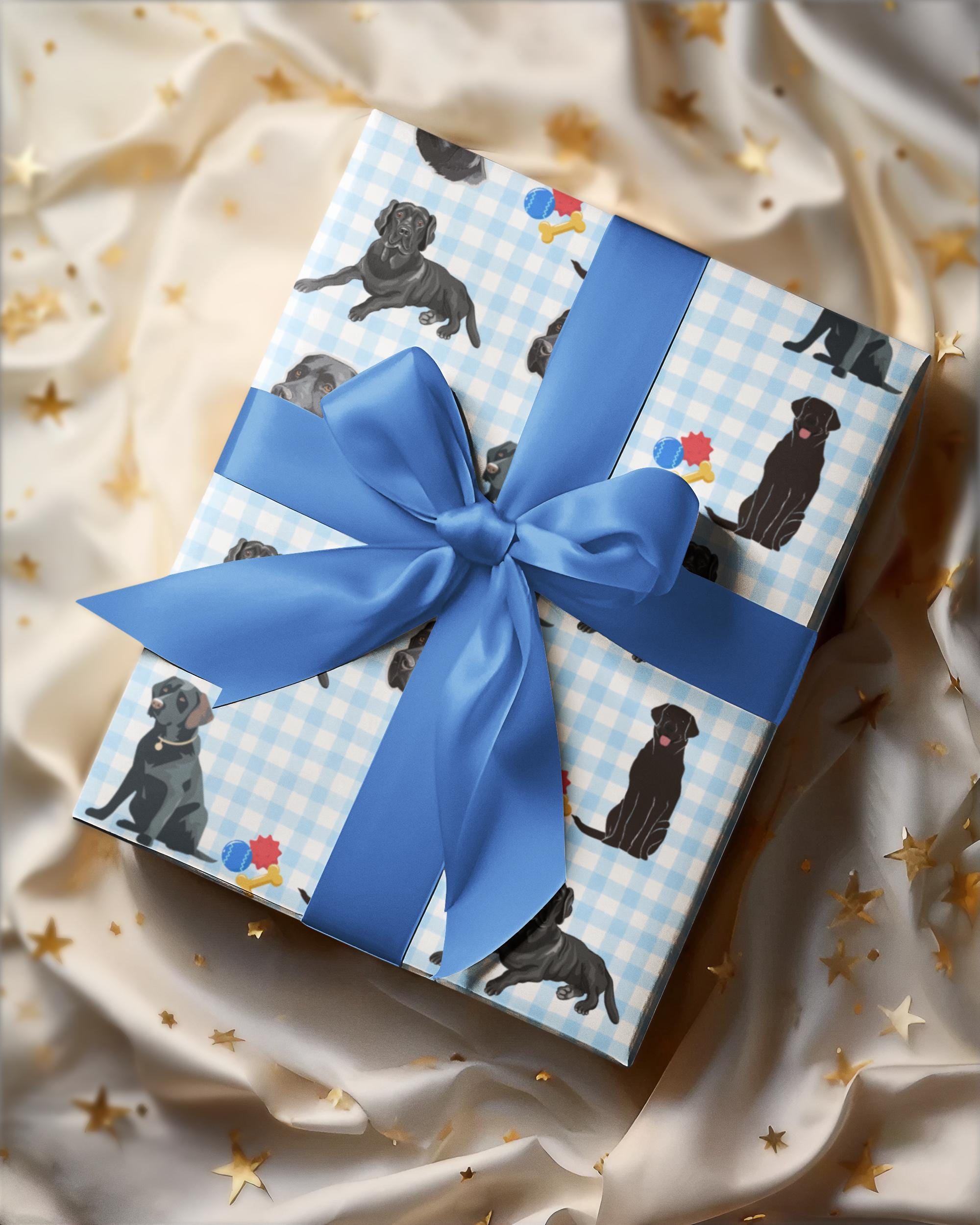 Black Labrador Retriever Gingham Wrapping Paper | Cute Black Lab ...