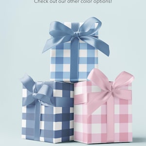 Light Blue Gingham Wrapping Paper - Perfect for Baby Shower, Birthday ...