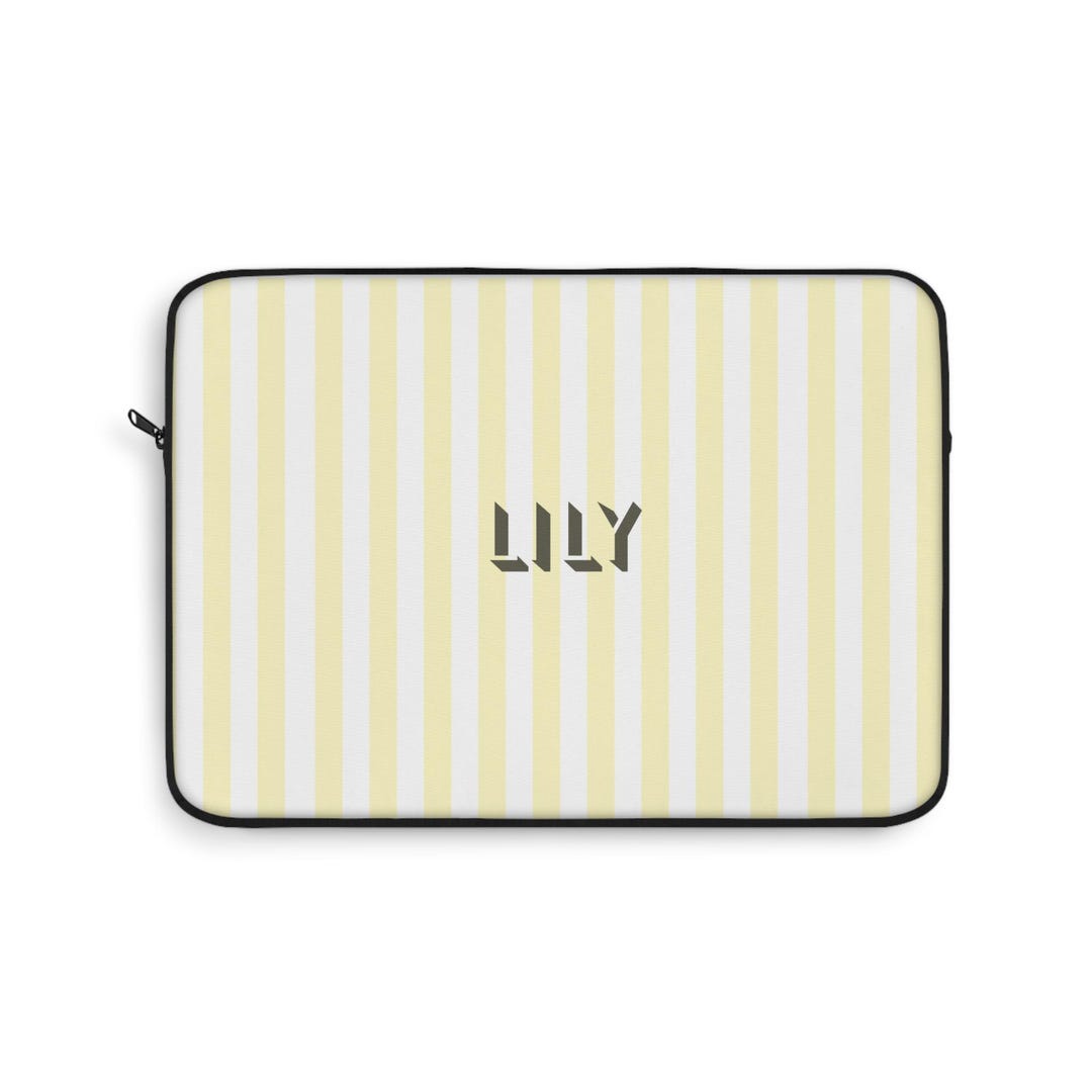 Personalized Yellow Striped Laptop Sleeve | Custom Name Computer Case ...