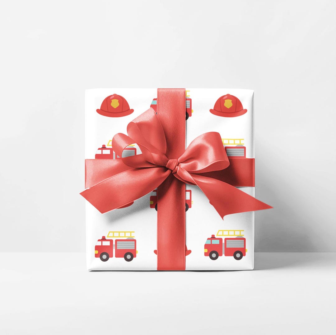 Firetruck Theme Gift Wrap Papers - Birthday Gift Wrap, Party Supplies ...