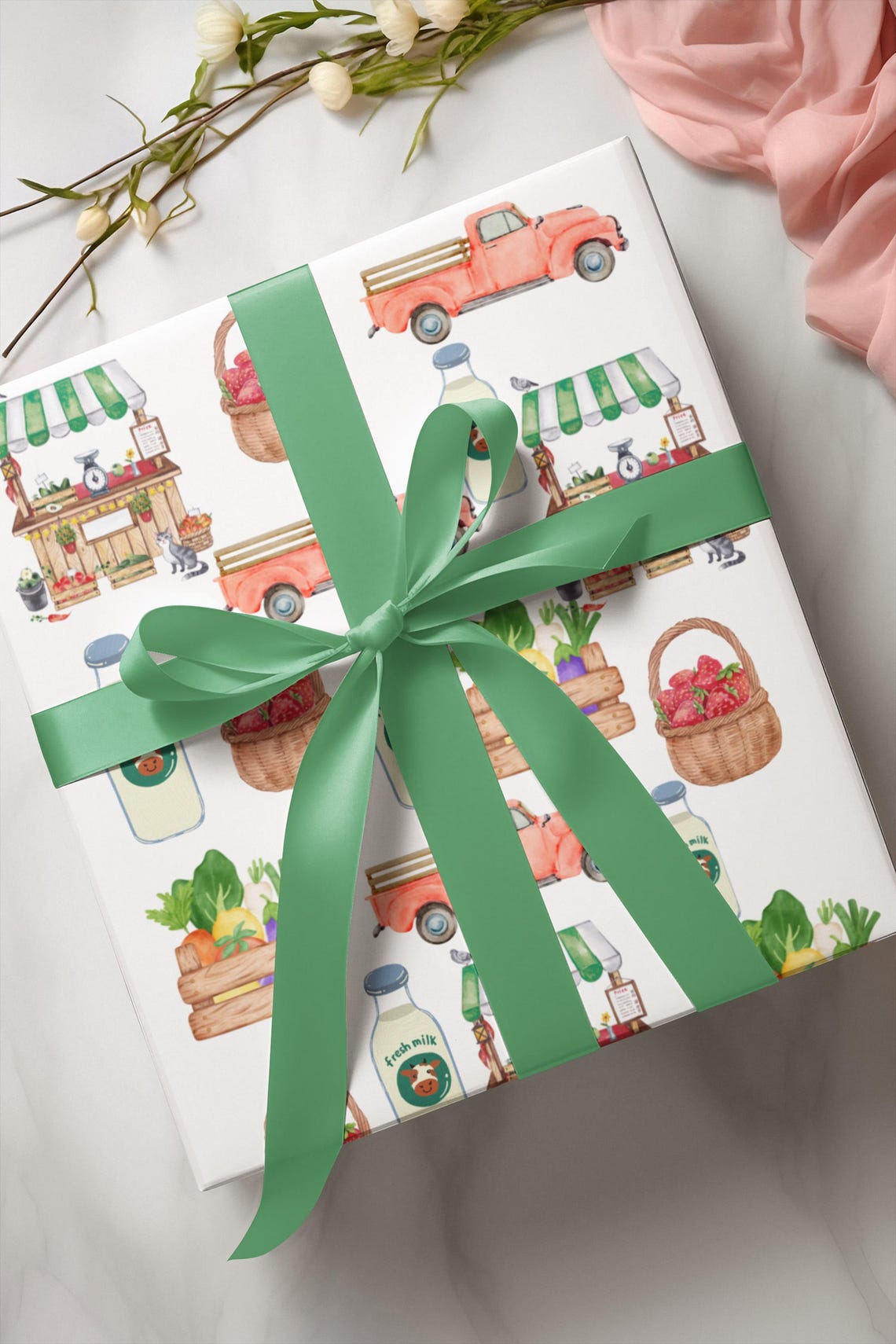 Farmers Market Wrapping Paper | Fresh Produce, Market Stand & Farm ...