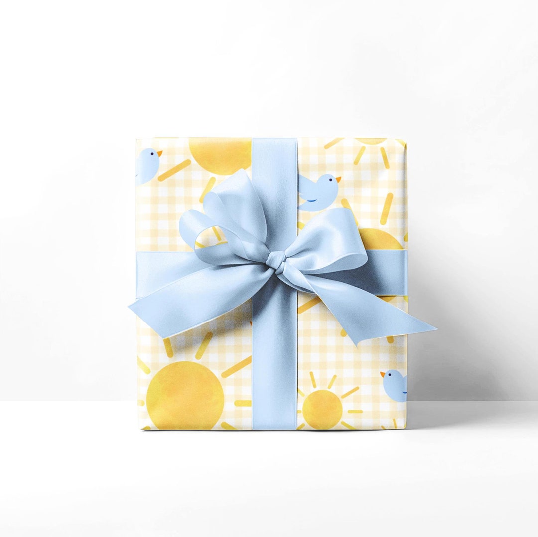 Sunshine & Gingham Wrapping Paper | Birthday Gift Wrapping Paper | Baby ...