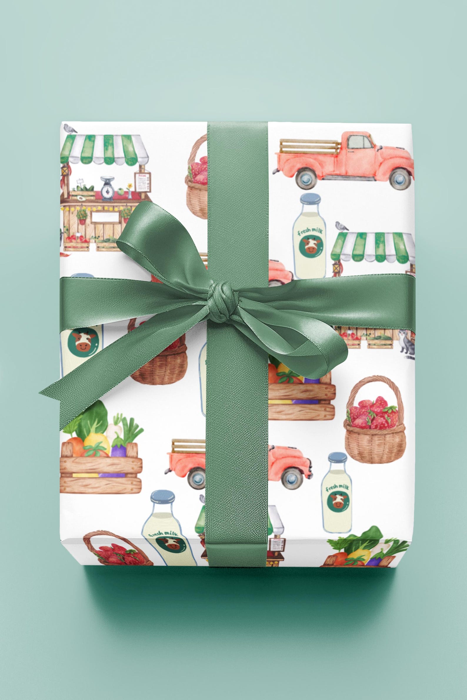 Farmers Market Wrapping Paper | Fresh Produce, Market Stand & Farm ...