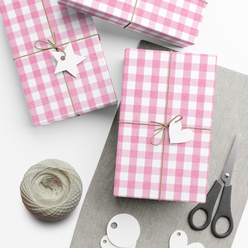 Pink Gingham Wrapping Paper | Birthday Gift Wrapping Paper | Baby ...