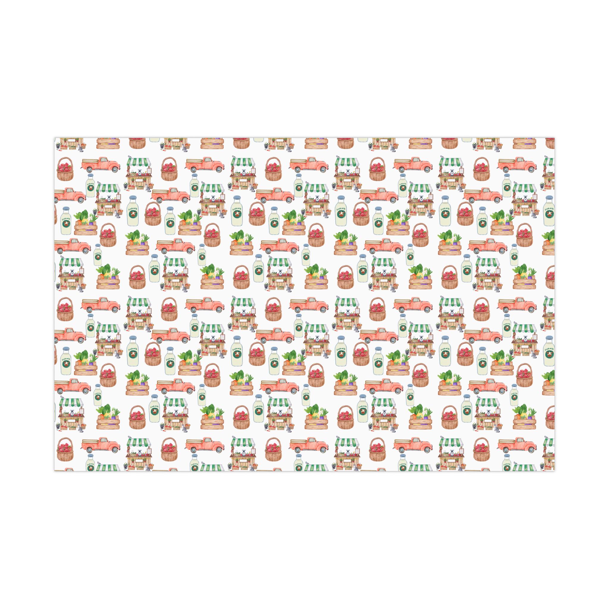 Farmers Market Wrapping Paper | Fresh Produce, Market Stand & Farm ...