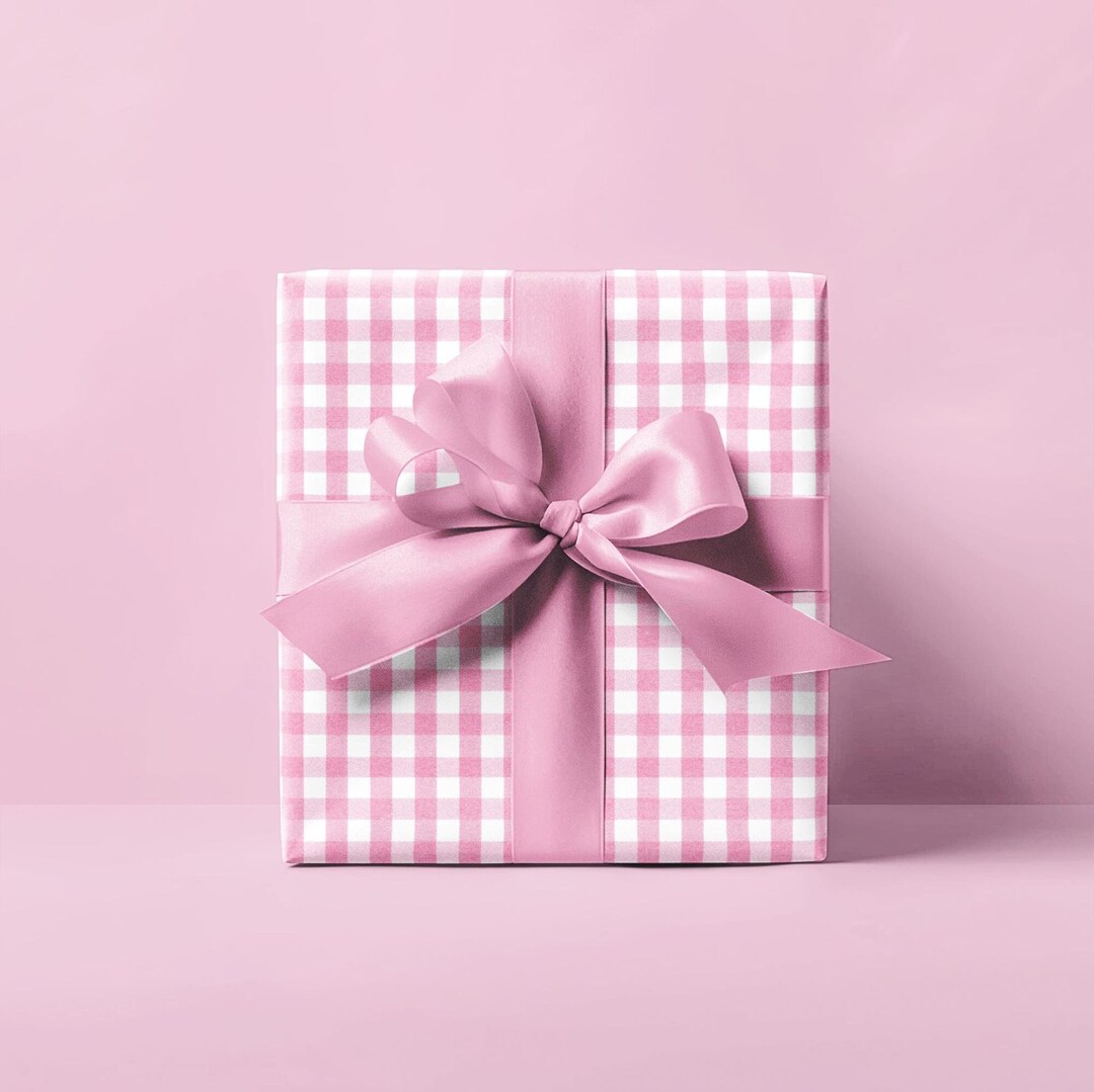 Pink Gingham Gift Wrapping Paper: Baby Shower, Birthday - Etsy