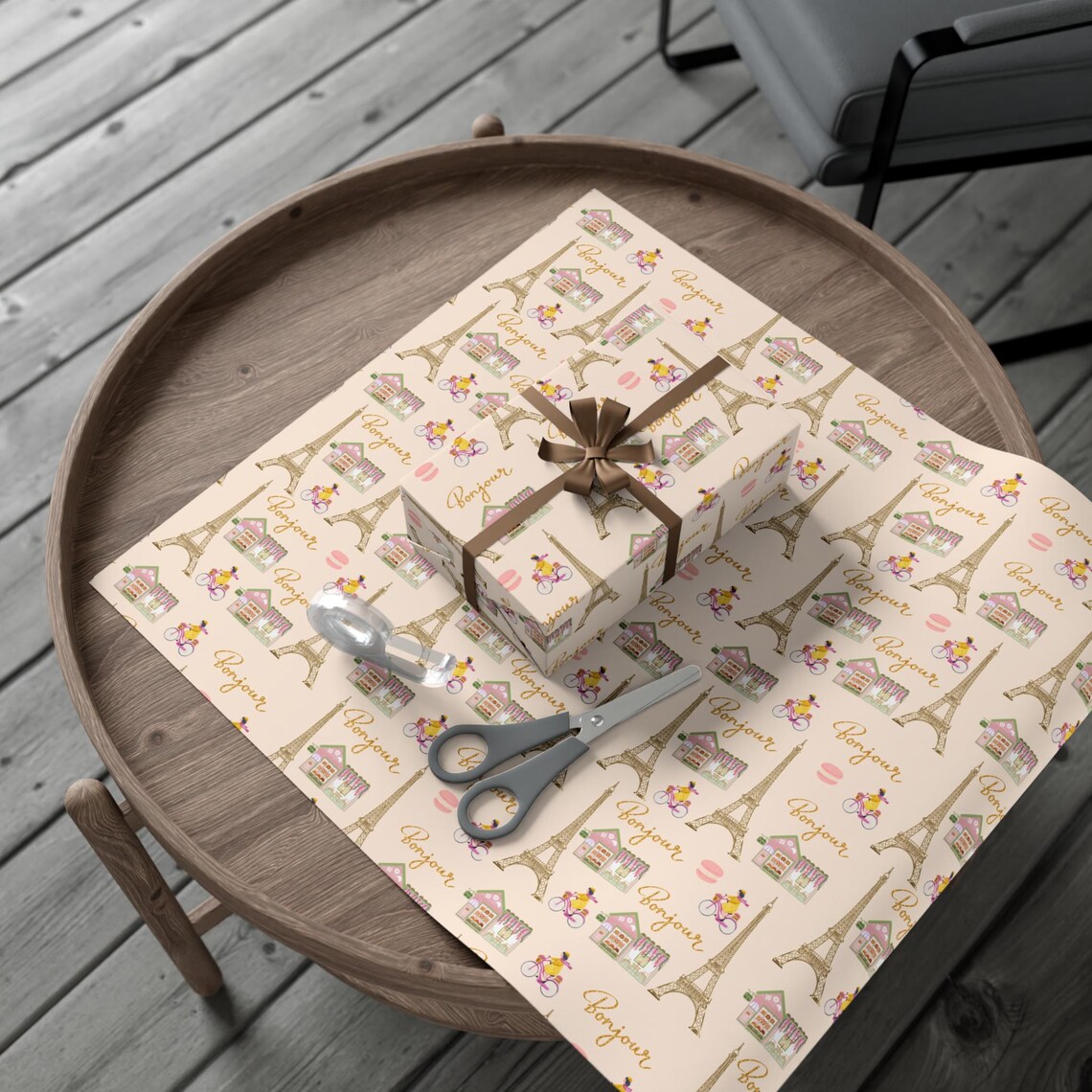 Paris Themed Wrapping Paper: Eiffel Tower, Bakery, Bicycle - Etsy