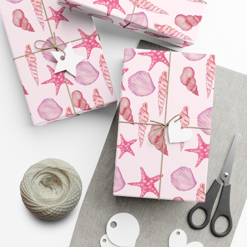 Pink Seashell Wrapping Paper | Beach-themed Gift Wrap | Birthday Gift ...