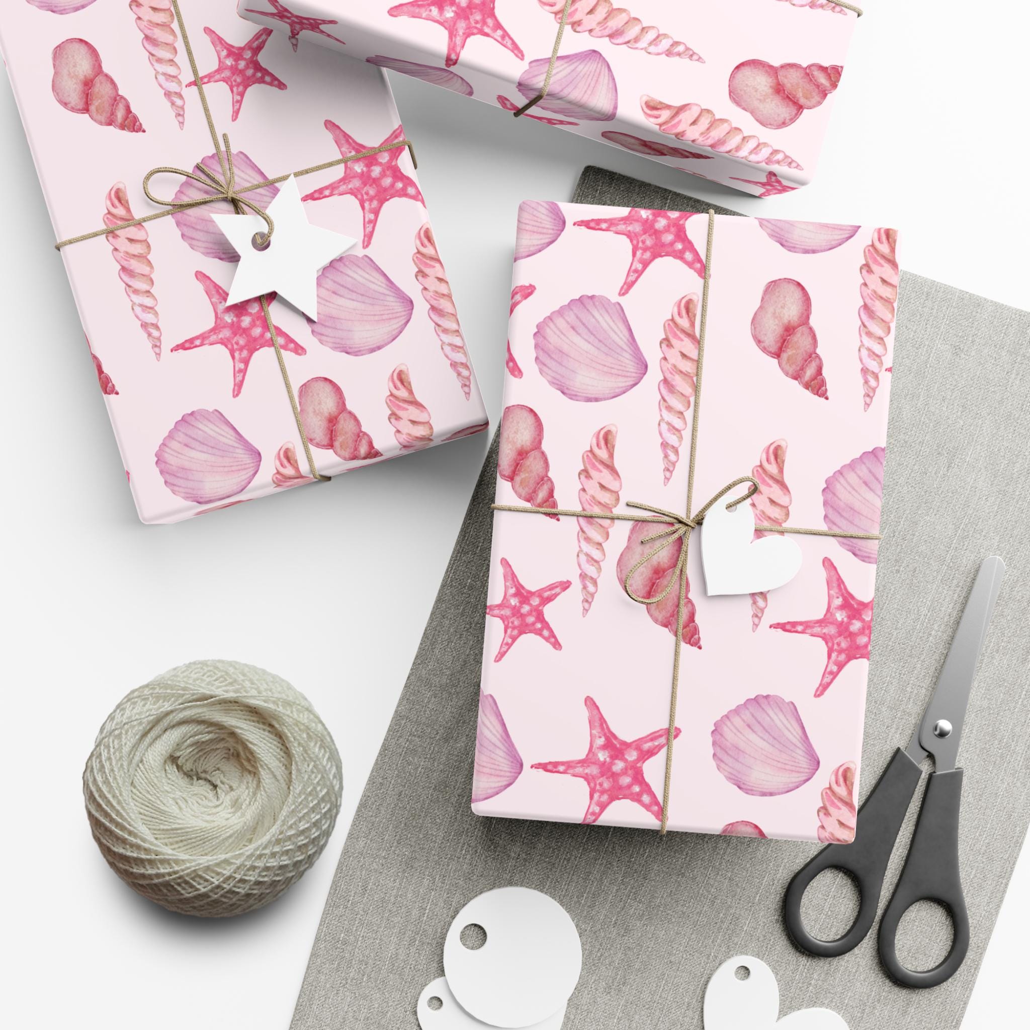 Pink Seashell Wrapping Paper | Beach-themed Gift Wrap | Birthday Gift ...
