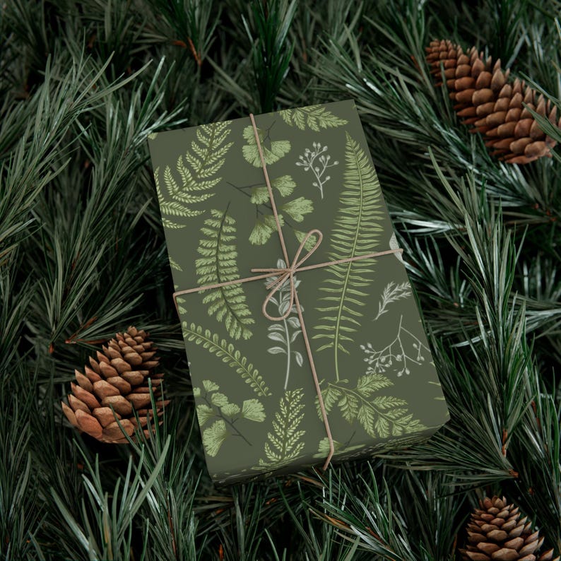 Green Botanical Wrapping Paper: Elegant Floral Gift Wrap - Etsy