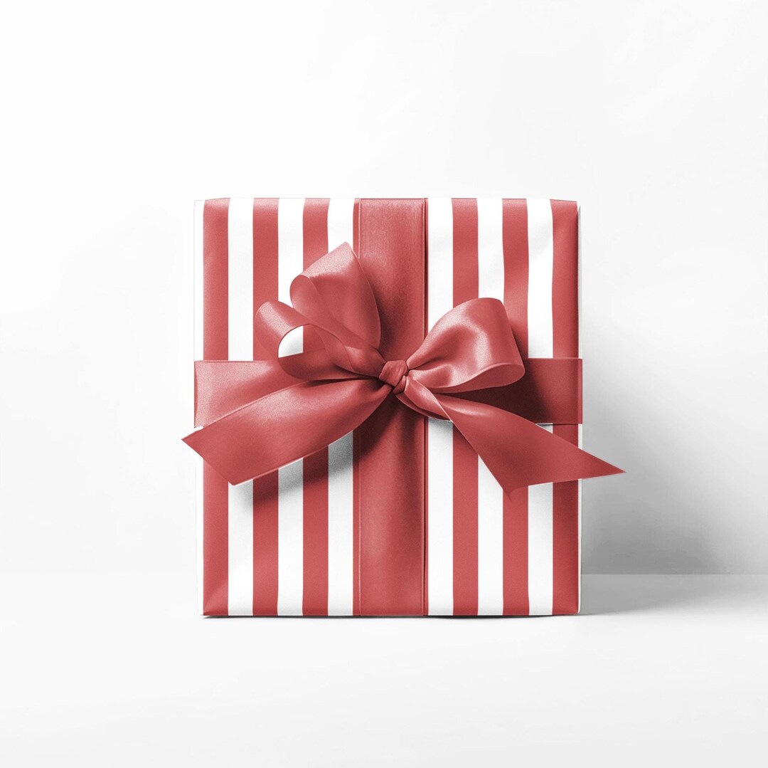 Red Stripe Wrapping Paper Rolls | Traditional Christmas Wrapping Paper ...