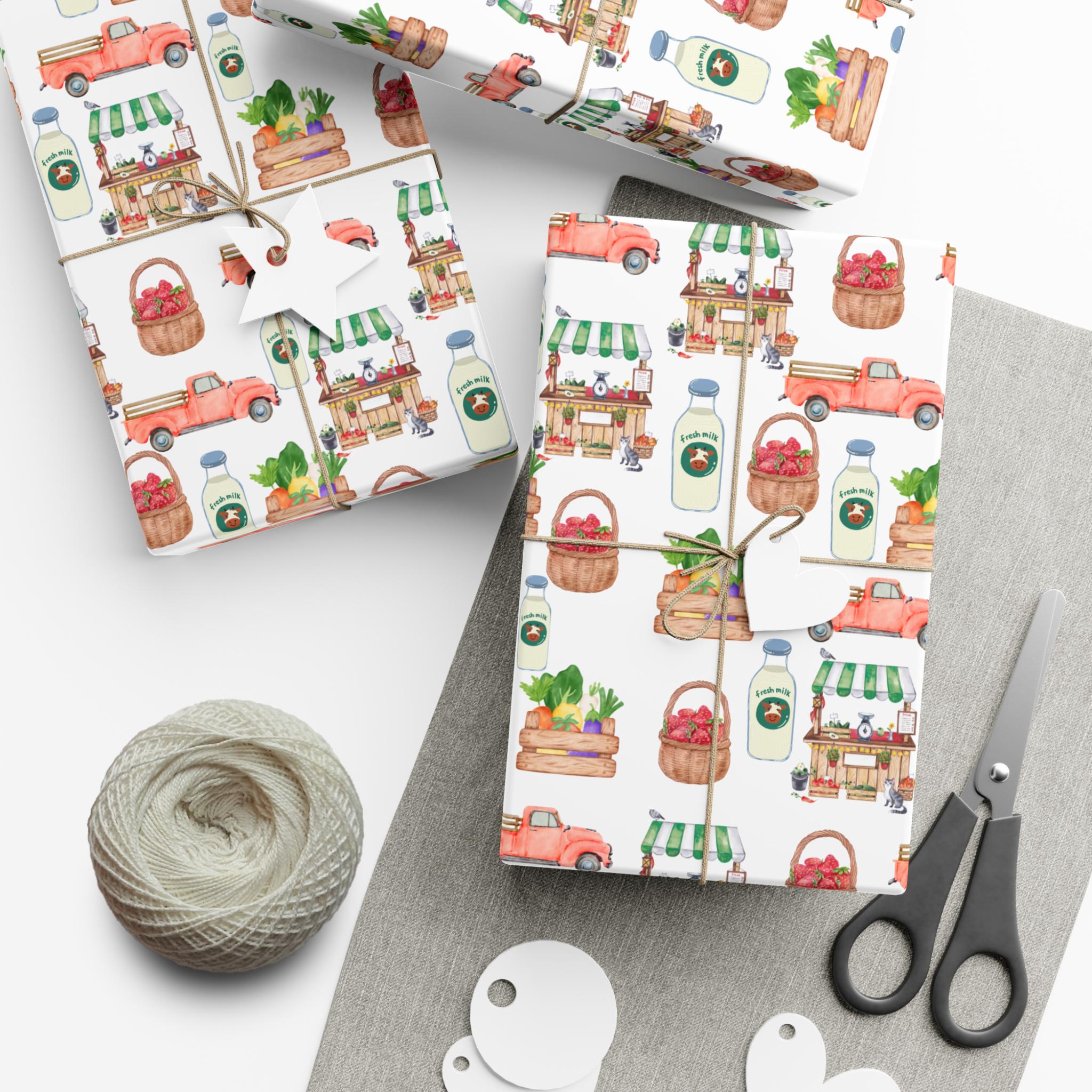 Farmers Market Wrapping Paper | Fresh Produce, Market Stand & Farm ...